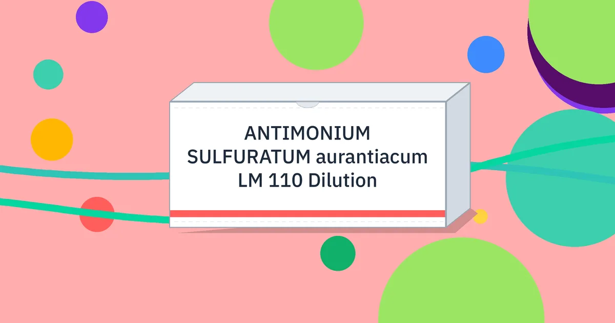 Symbolbild: Packung mit der Aufschrift ANTIMONIUM SULFURATUM aurantiacum LM 110 Dilution (PZN 13376014) – Verfügbarkeit und Bezug in Apotheken in Frankfurt am Main
