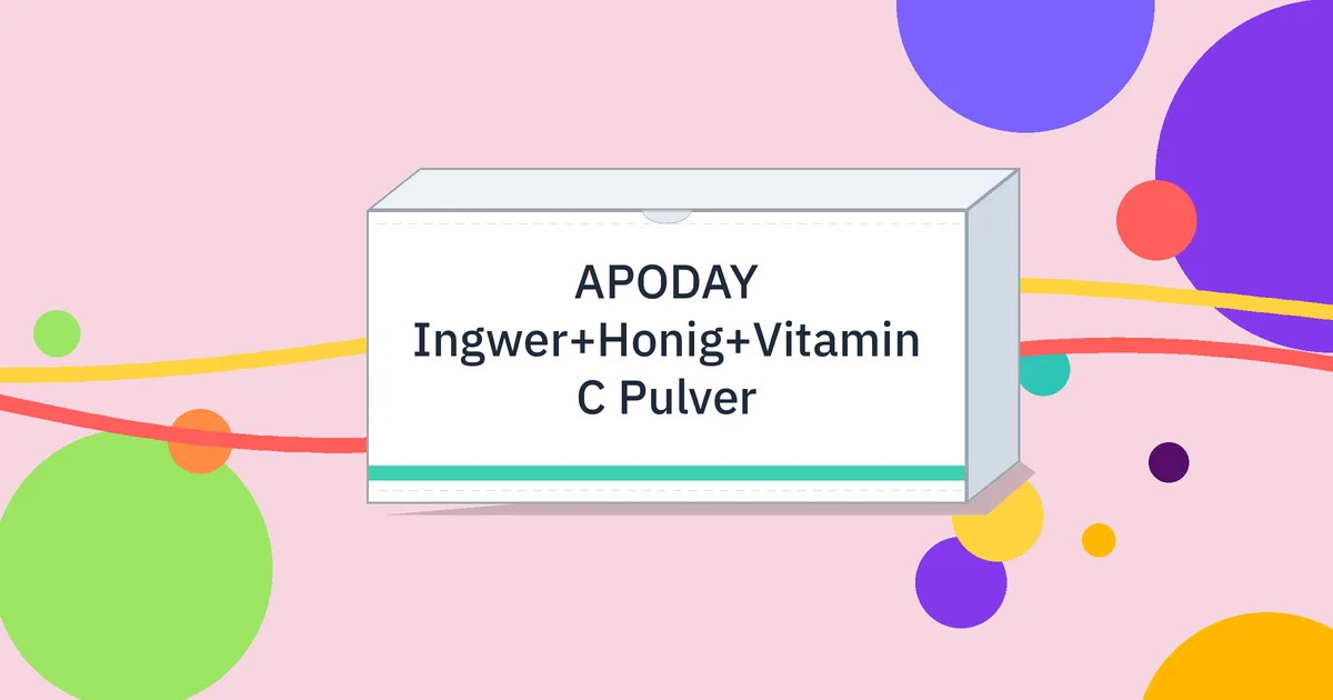 Symbolbild: Packung mit der Aufschrift APODAY Ingwer+Honig+Vitamin C Pulver (PZN 07588249) – Verfügbarkeit und Bezug in Apotheken in Frankfurt am Main