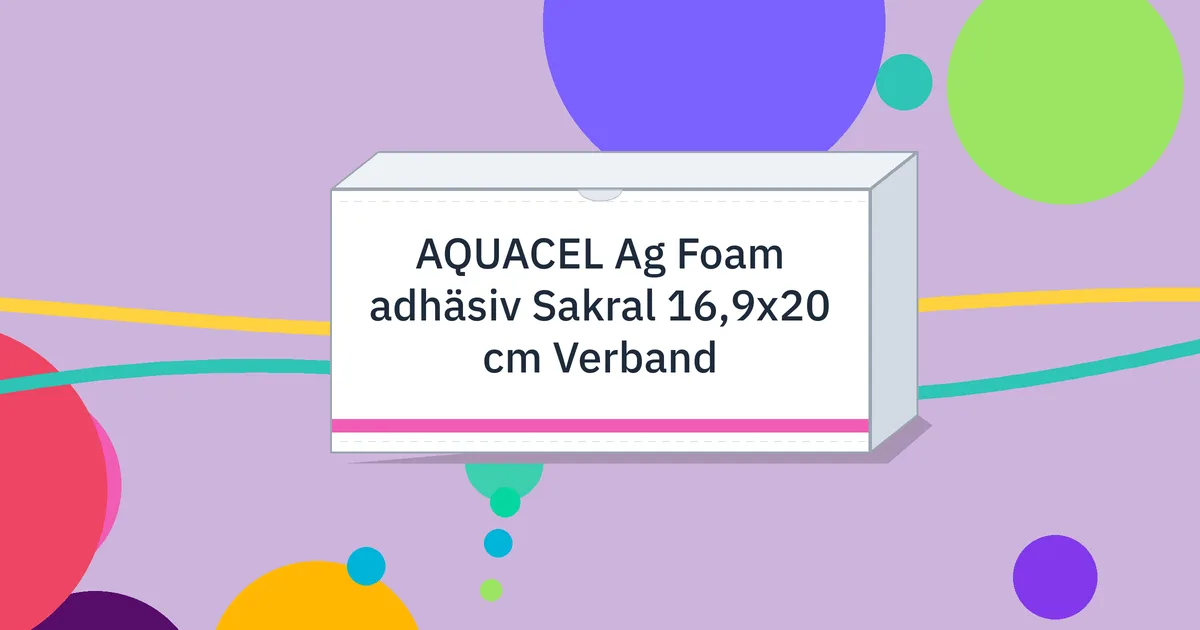 Symbolbild: Packung mit der Aufschrift AQUACEL Ag Foam adhäsiv Sakral 16,9x20 cm Verband (PZN 19462111) – Verfügbarkeit und Bezug in Apotheken in Frankfurt am Main