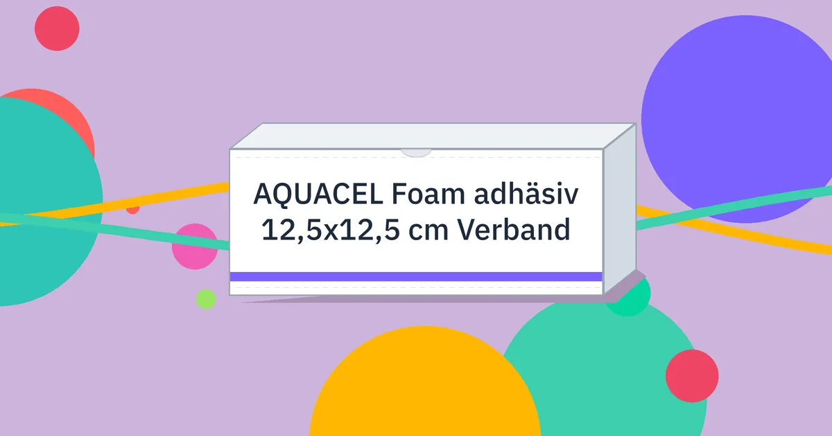 Symbolbild: Packung mit der Aufschrift AQUACEL Foam adhäsiv 12,5x12,5 cm Verband (PZN 10101363) – Verfügbarkeit und Bezug in Apotheken in Frankfurt am Main