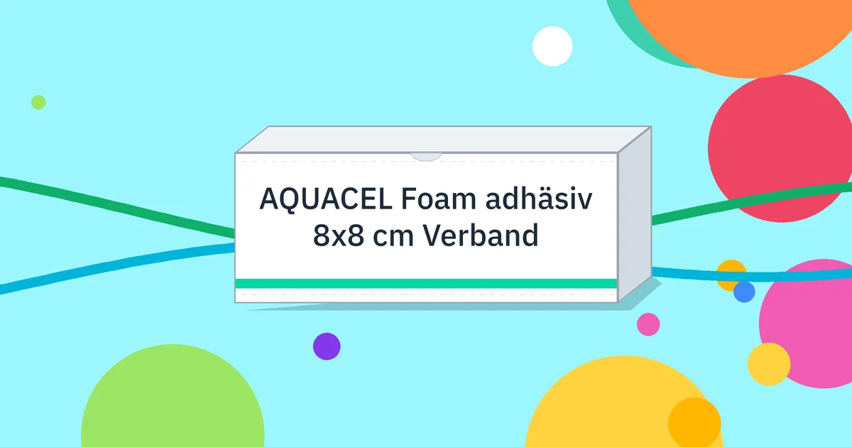 Symbolbild: Packung mit der Aufschrift AQUACEL Foam adhäsiv 8x8 cm Verband (PZN 13975186) – Verfügbarkeit und Bezug in Apotheken in Frankfurt am Main