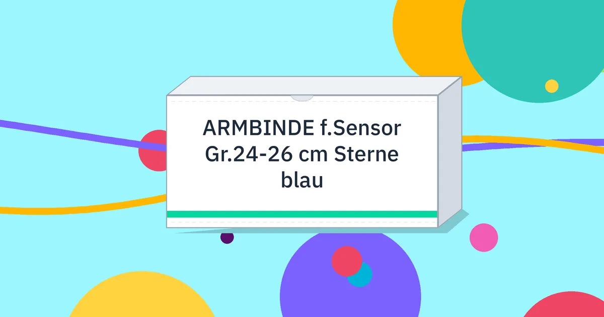 Symbolbild: Packung mit der Aufschrift ARMBINDE f.Sensor Gr.24-26 cm Sterne blau (PZN 17838339) – Verfügbarkeit und Bezug in Apotheken in Frankfurt am Main