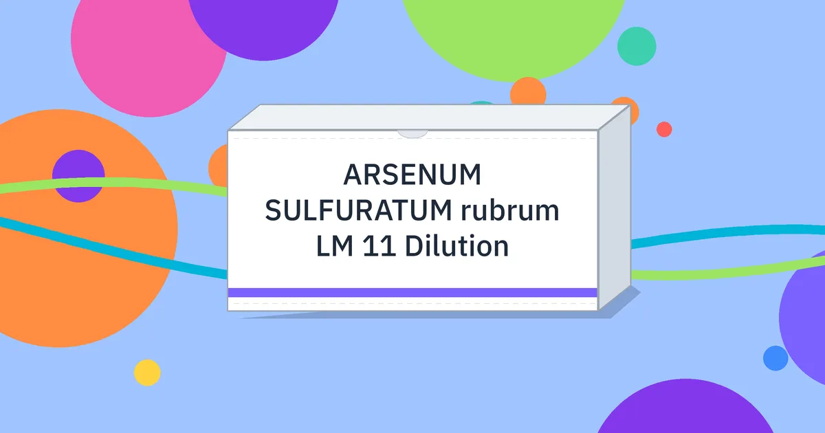 Symbolbild: Packung mit der Aufschrift ARSENUM SULFURATUM rubrum LM 11 Dilution (PZN 12779750) – Verfügbarkeit und Bezug in Apotheken in Frankfurt am Main