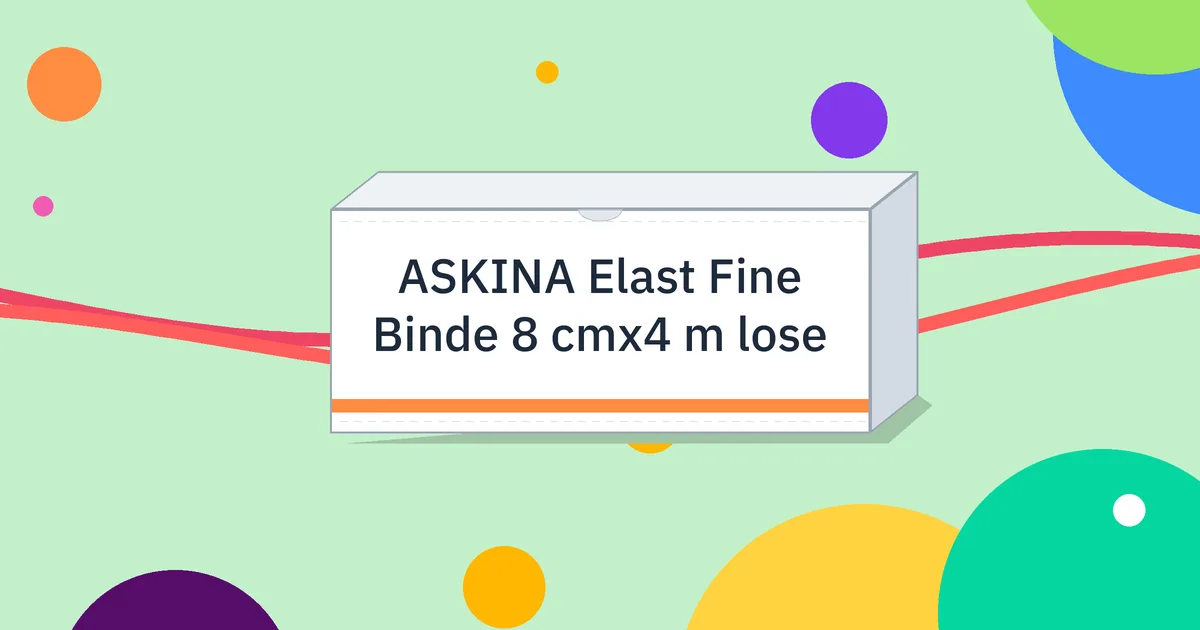 Symbolbild: Packung mit der Aufschrift ASKINA Elast Fine Binde 8 cmx4 m lose (PZN 11183972) – Verfügbarkeit und Bezug in Apotheken in Frankfurt am Main