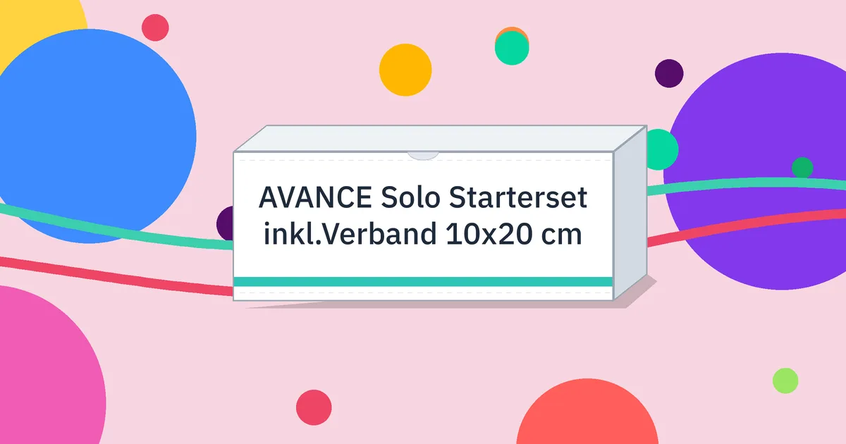 Symbolbild: Packung mit der Aufschrift AVANCE Solo Starterset inkl.Verband 10x20 cm (PZN 16821874) – Verfügbarkeit und Bezug in Apotheken in Frankfurt am Main
