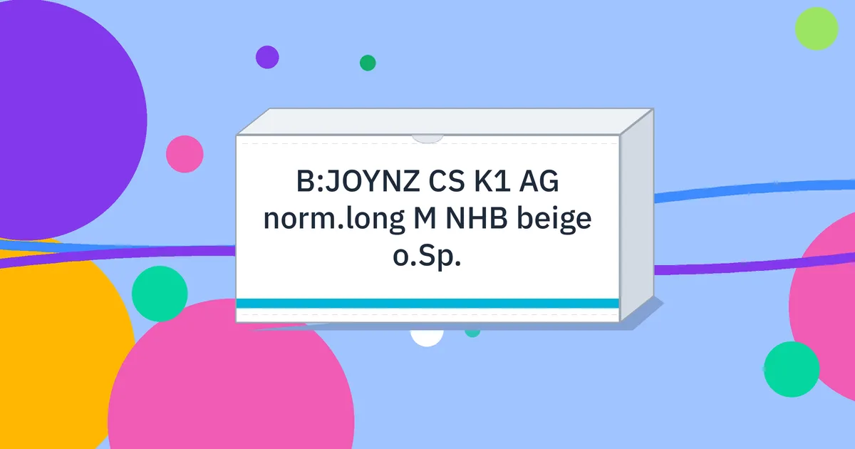 Symbolbild: Packung mit der Aufschrift B:JOYNZ CS K1 AG norm.long M NHB beige o.Sp. (PZN 20531107) – Verfügbarkeit und Bezug in Apotheken in Frankfurt am Main
