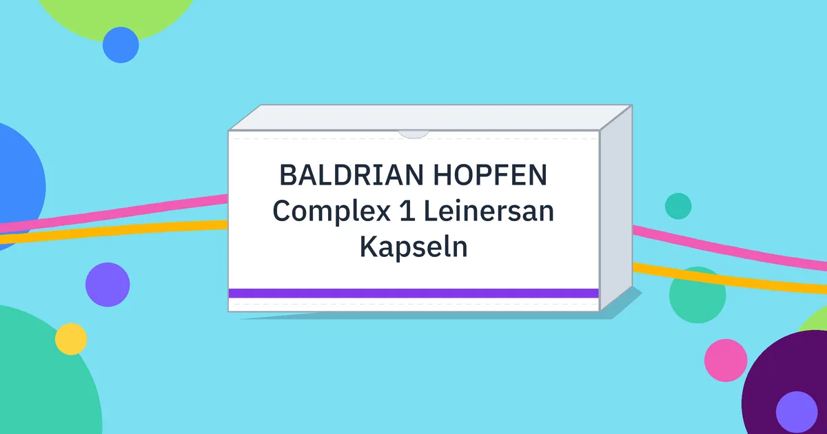 Symbolbild: Packung mit der Aufschrift BALDRIAN HOPFEN Complex 1 Leinersan Kapseln (PZN 00060309) – Verfügbarkeit und Bezug in Apotheken in Frankfurt am Main