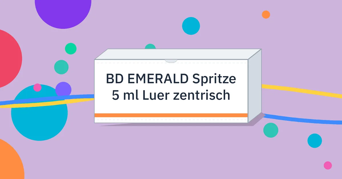 Symbolbild: Packung mit der Aufschrift BD EMERALD Spritze 5 ml Luer zentrisch (PZN 18730242) – Verfügbarkeit und Bezug in Apotheken in Frankfurt am Main