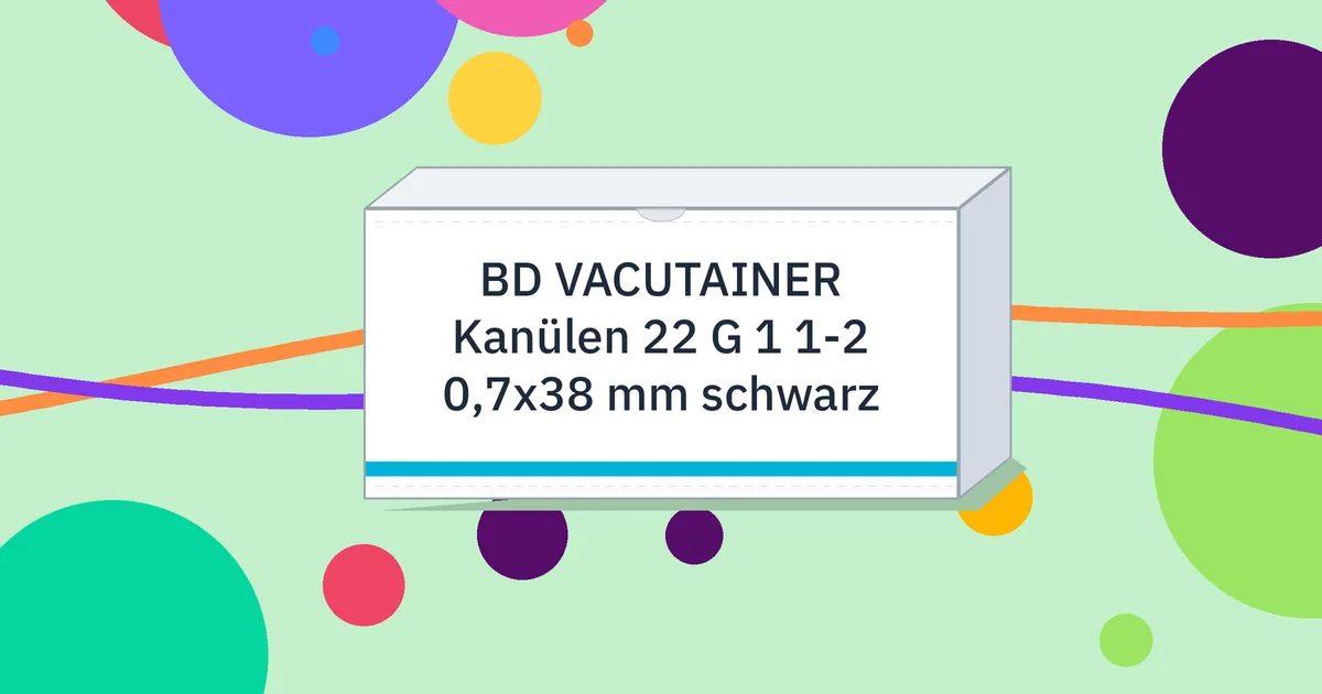 Symbolbild: Packung mit der Aufschrift BD VACUTAINER Kanülen 22 G 1 1-2 0,7x38 mm schwarz (PZN 00077965) – Verfügbarkeit und Bezug in Apotheken in Frankfurt am Main