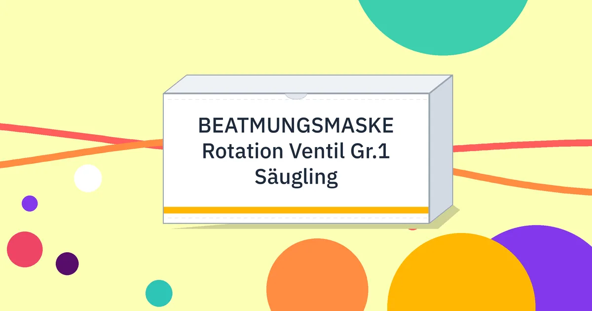 Symbolbild: Packung mit der Aufschrift BEATMUNGSMASKE Rotation Ventil Gr.1 Säugling (PZN 16211673) – Verfügbarkeit und Bezug in Apotheken in Frankfurt am Main