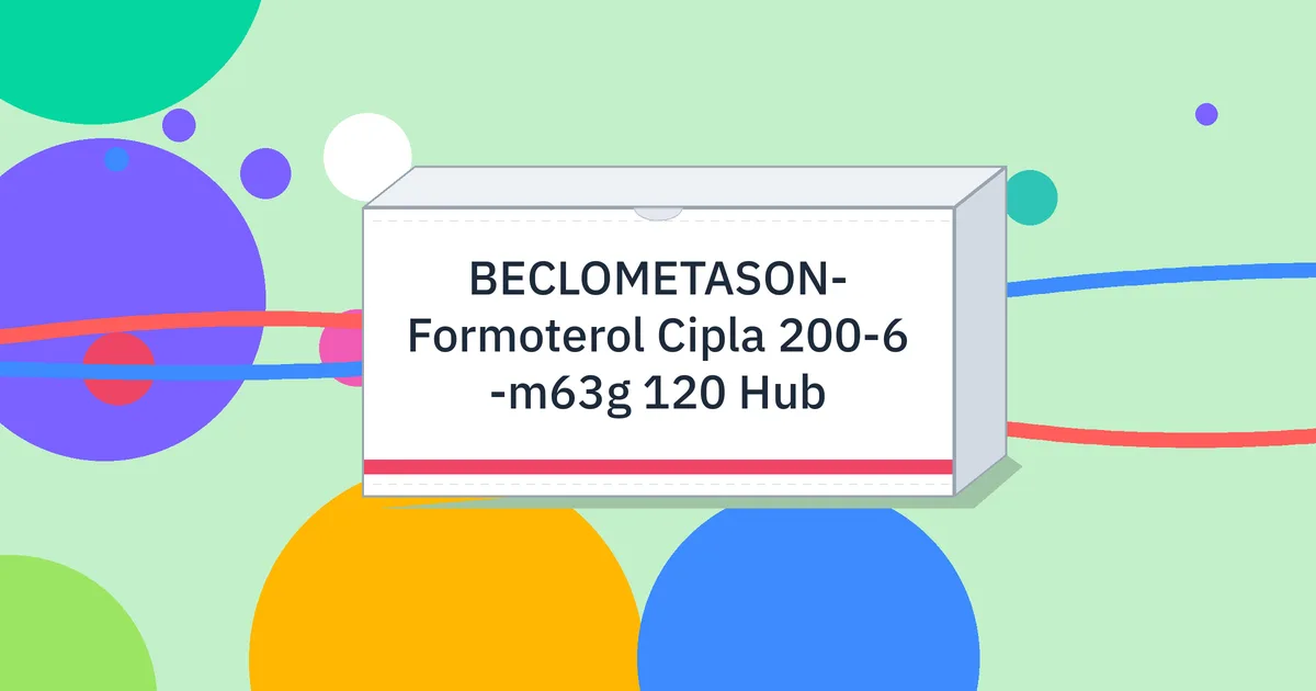 Symbolbild: Packung mit der Aufschrift BECLOMETASON-Formoterol Cipla 200-6 -m63g 120 Hub (PZN 19196419) – Verfügbarkeit und Bezug in Apotheken in Frankfurt am Main