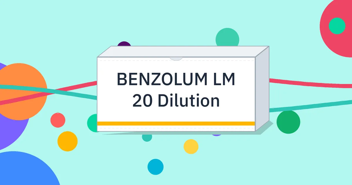 Symbolbild: Packung mit der Aufschrift BENZOLUM LM 20 Dilution (PZN 12792561) – Verfügbarkeit und Bezug in Apotheken in Frankfurt am Main