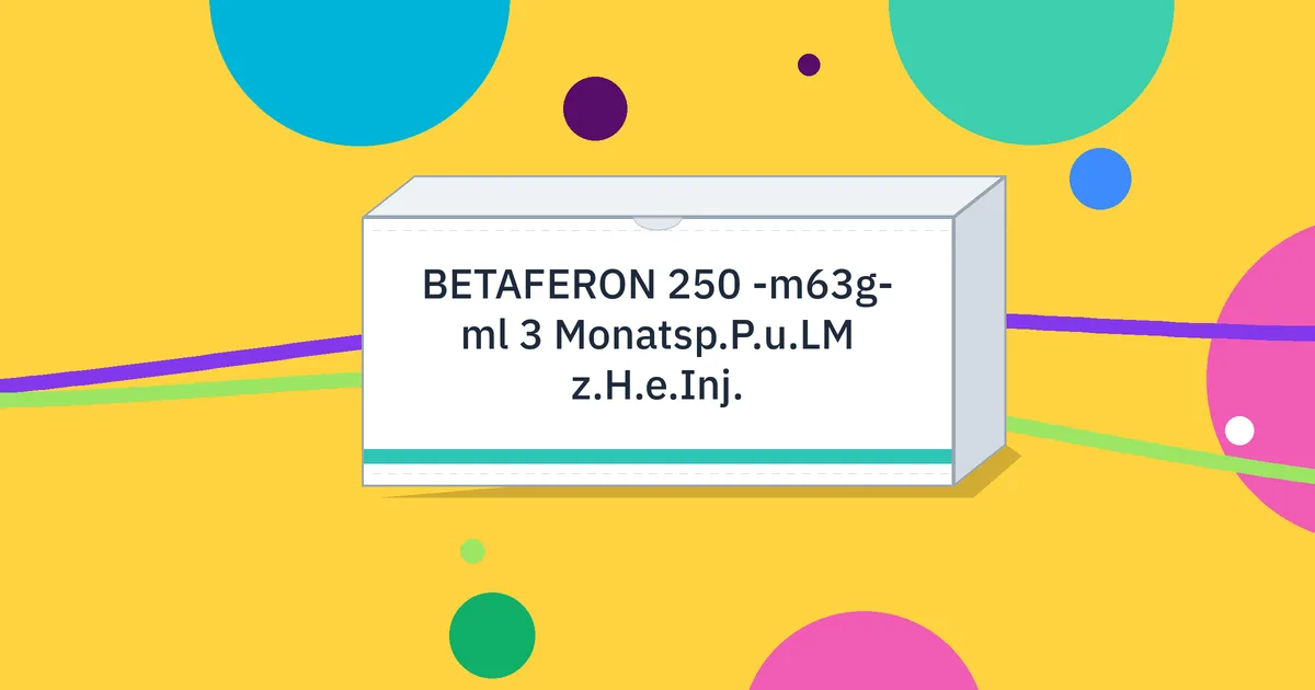 Symbolbild: Packung mit der Aufschrift BETAFERON 250 -m63g-ml 3 Monatsp.P.u.LM z.H.e.Inj. (PZN 15619722) – Verfügbarkeit und Bezug in Apotheken in Frankfurt am Main