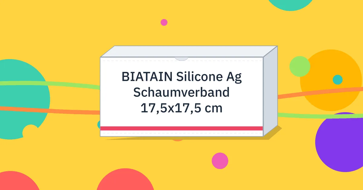 Symbolbild: Packung mit der Aufschrift BIATAIN Silicone Ag Schaumverband 17,5x17,5 cm (PZN 18670184) – Verfügbarkeit und Bezug in Apotheken in Frankfurt am Main