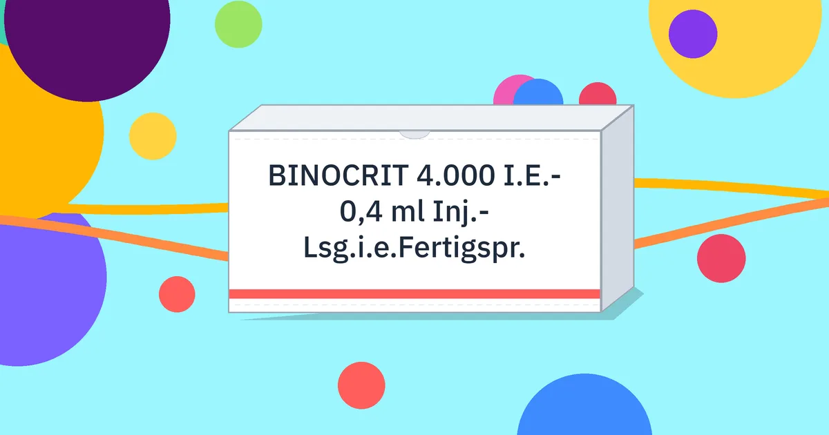 Symbolbild: Packung mit der Aufschrift BINOCRIT 4.000 I.E.-0,4 ml Inj.-Lsg.i.e.Fertigspr. (PZN 17294678) – Verfügbarkeit und Bezug in Apotheken in Frankfurt am Main