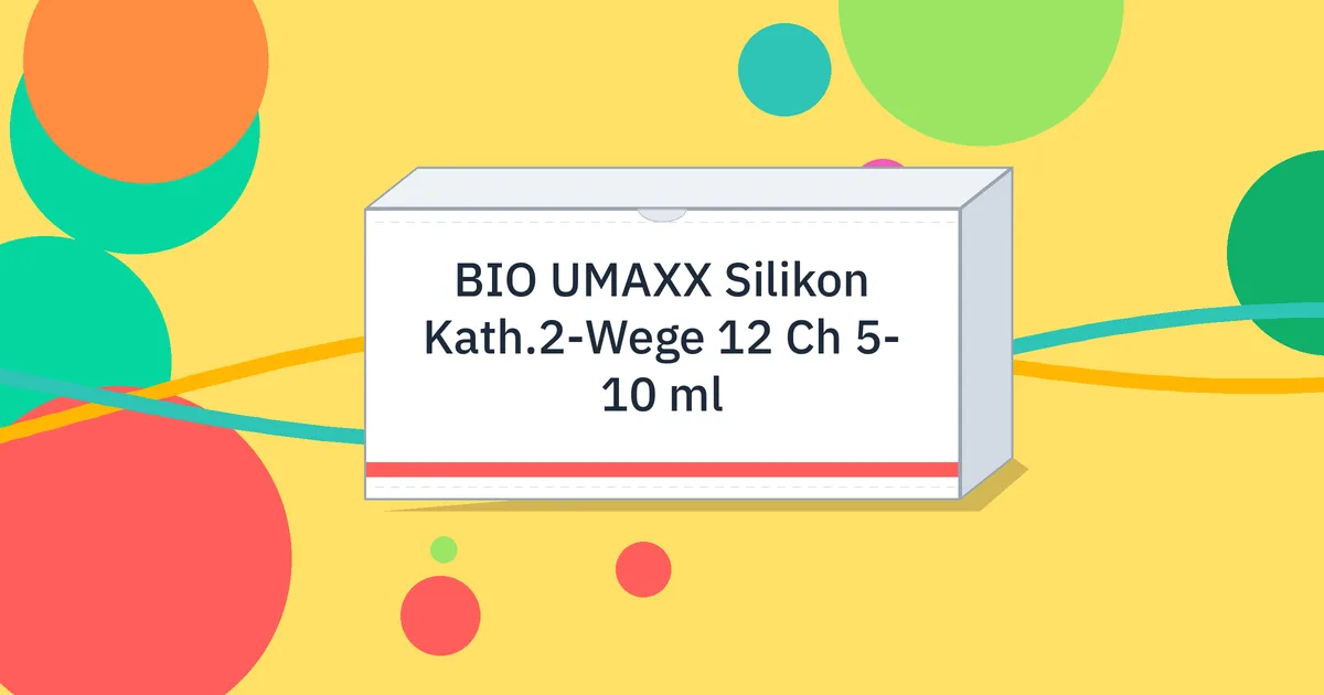 Symbolbild: Packung mit der Aufschrift BIO UMAXX Silikon Kath.2-Wege 12 Ch 5-10 ml (PZN 05555027) – Verfügbarkeit und Bezug in Apotheken in Frankfurt am Main