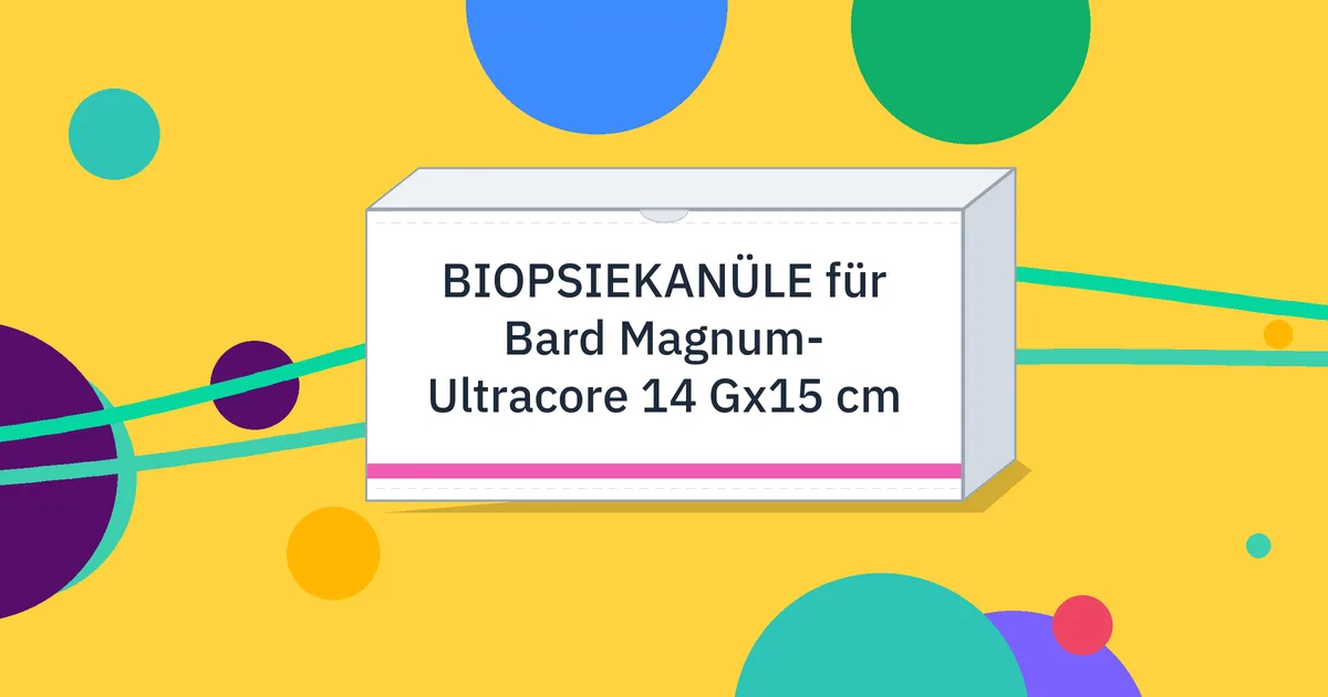 Symbolbild: Packung mit der Aufschrift BIOPSIEKANÜLE für Bard Magnum-Ultracore 14 Gx15 cm (PZN 07096693) – Verfügbarkeit und Bezug in Apotheken in Frankfurt am Main