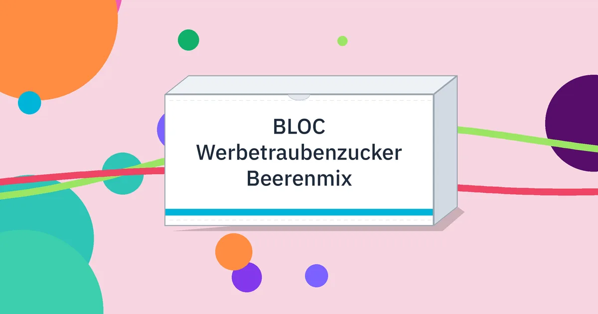 Symbolbild: Packung mit der Aufschrift BLOC Werbetraubenzucker Beerenmix (PZN 06410101) – Verfügbarkeit und Bezug in Apotheken in Frankfurt am Main