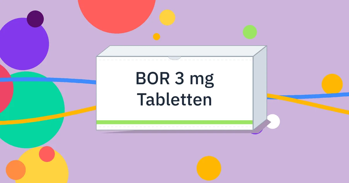 Symbolbild: Packung mit der Aufschrift BOR 3 mg Tabletten (PZN 11008111) – Verfügbarkeit und Bezug in Apotheken in Frankfurt am Main