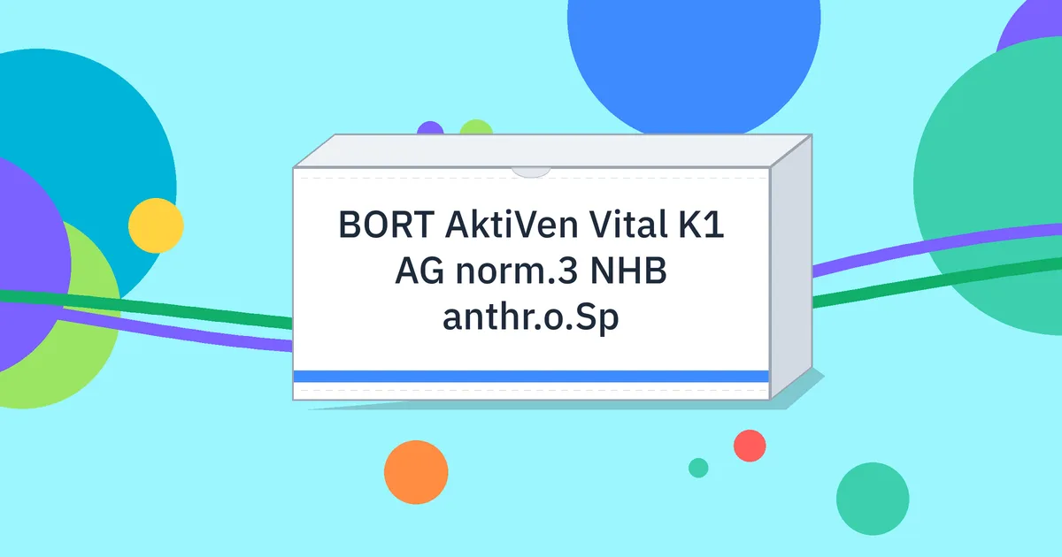 Symbolbild: Packung mit der Aufschrift BORT AktiVen Vital K1 AG norm.3 NHB anthr.o.Sp (PZN 13733448) – Verfügbarkeit und Bezug in Apotheken in Frankfurt am Main