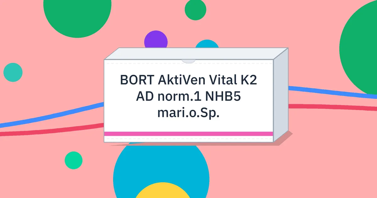 Symbolbild: Packung mit der Aufschrift BORT AktiVen Vital K2 AD norm.1 NHB5 mari.o.Sp. (PZN 17494437) – Verfügbarkeit und Bezug in Apotheken in Frankfurt am Main