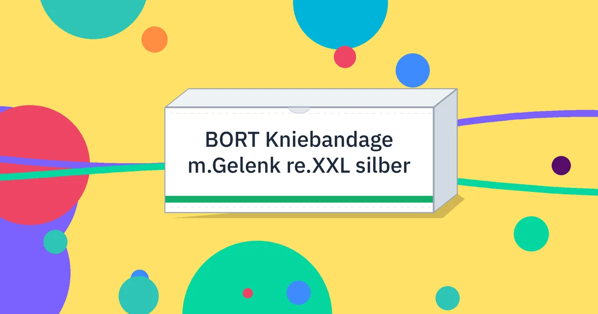 Symbolbild: Packung mit der Aufschrift BORT Kniebandage m.Gelenk re.XXL silber (PZN 11055398) – Verfügbarkeit und Bezug in Apotheken in Frankfurt am Main