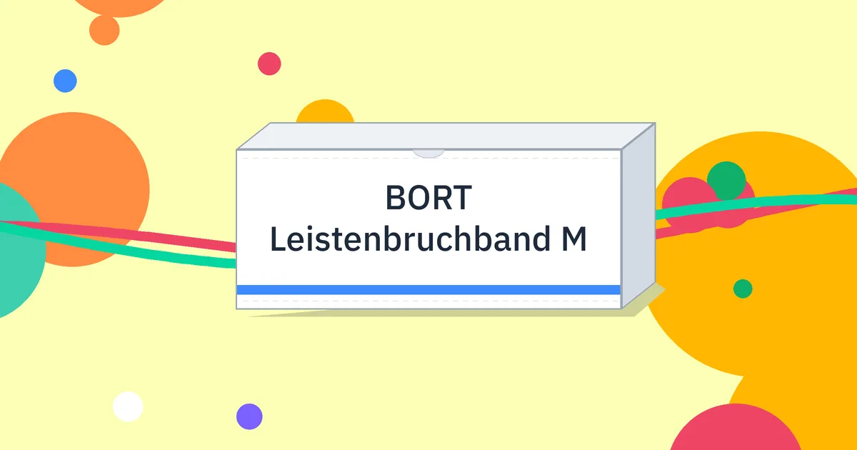 Symbolbild: Packung mit der Aufschrift BORT Leistenbruchband M (PZN 02547731) – Verfügbarkeit und Bezug in Apotheken in Frankfurt am Main