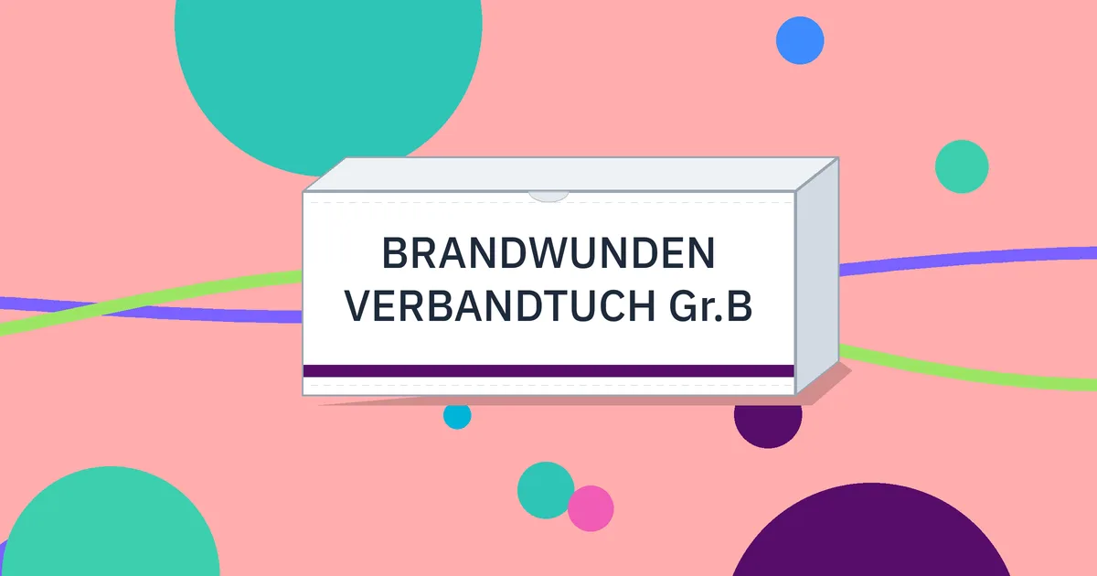 Symbolbild: Packung mit der Aufschrift BRANDWUNDEN VERBANDTUCH Gr.B (PZN 04817459) – Verfügbarkeit und Bezug in Apotheken in Frankfurt am Main