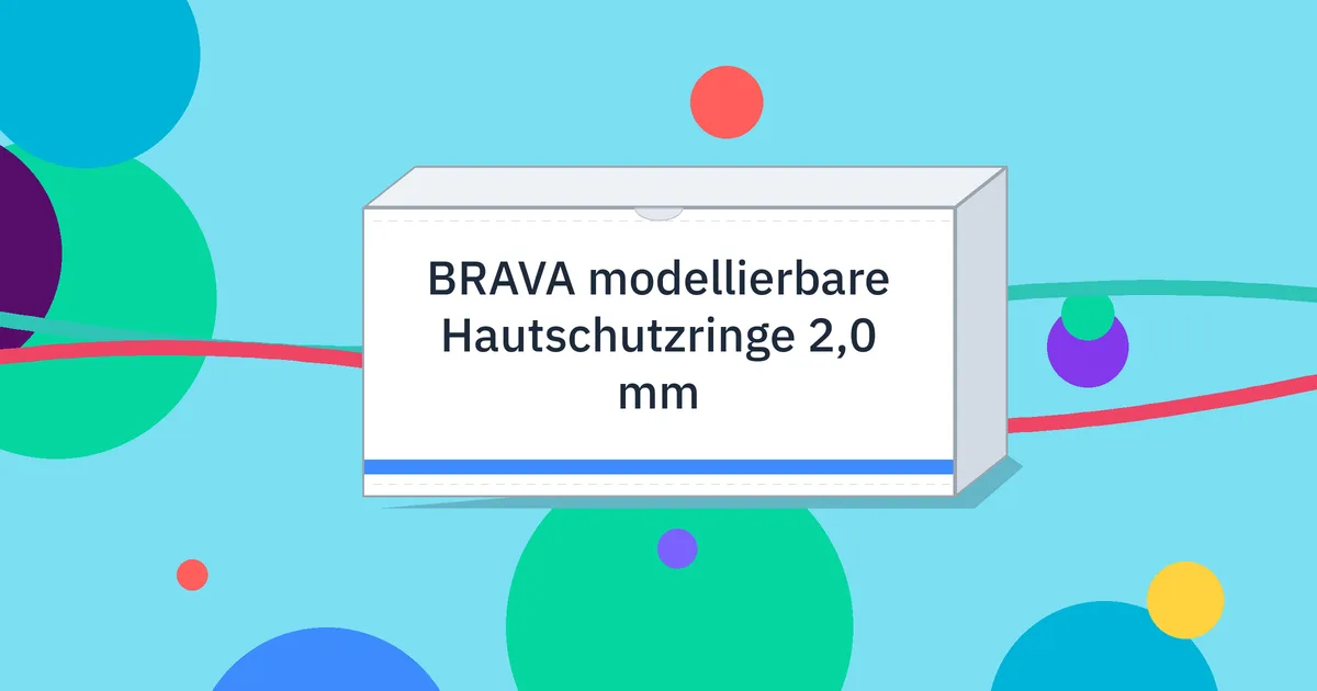 Symbolbild: Packung mit der Aufschrift BRAVA modellierbare Hautschutzringe 2,0 mm (PZN 15564263) – Verfügbarkeit und Bezug in Apotheken in Frankfurt am Main