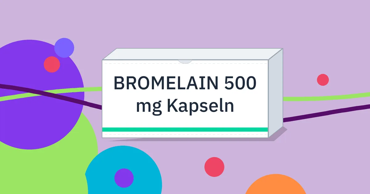 Symbolbild: Packung mit der Aufschrift BROMELAIN 500 mg Kapseln (PZN 18410081) – Verfügbarkeit und Bezug in Apotheken in Frankfurt am Main