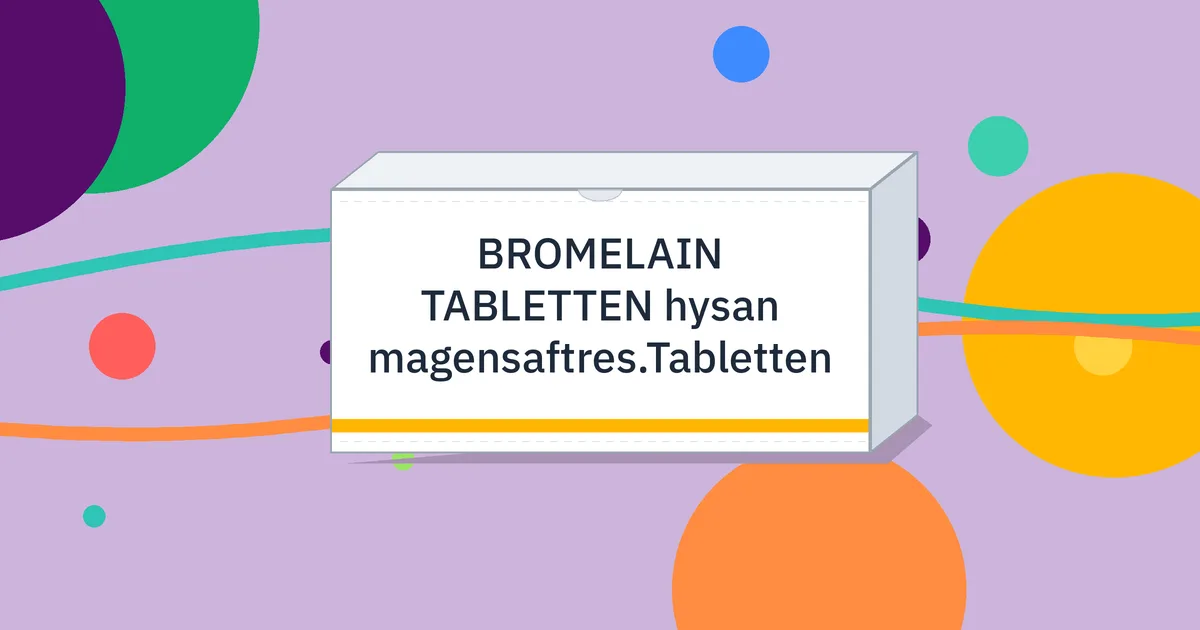 Symbolbild: Packung mit der Aufschrift BROMELAIN TABLETTEN hysan magensaftres.Tabletten (PZN 09246122) – Verfügbarkeit und Bezug in Apotheken in Frankfurt am Main