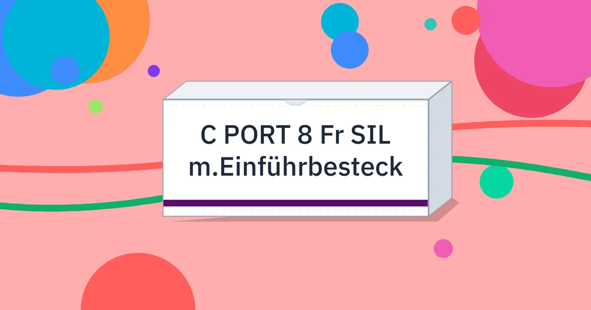 Symbolbild: Packung mit der Aufschrift C PORT 8 Fr SIL m.Einführbesteck (PZN 07654360) – Verfügbarkeit und Bezug in Apotheken in Frankfurt am Main