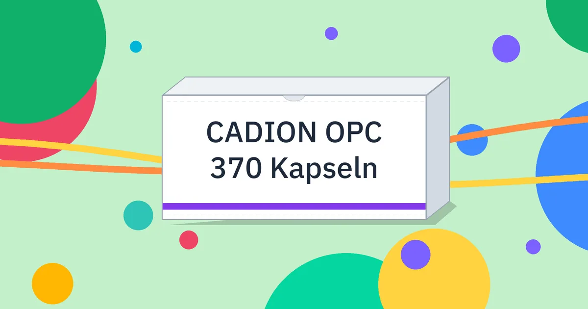 Symbolbild: Packung mit der Aufschrift CADION OPC 370 Kapseln (PZN 15577426) – Verfügbarkeit und Bezug in Apotheken in Frankfurt am Main