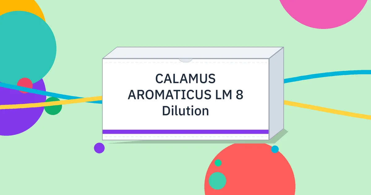 Symbolbild: Packung mit der Aufschrift CALAMUS AROMATICUS LM 8 Dilution (PZN 13404584) – Verfügbarkeit und Bezug in Apotheken in Frankfurt am Main