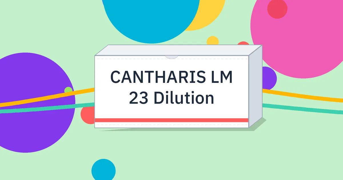 Symbolbild: Packung mit der Aufschrift CANTHARIS LM 23 Dilution (PZN 12808316) – Verfügbarkeit und Bezug in Apotheken in Frankfurt am Main