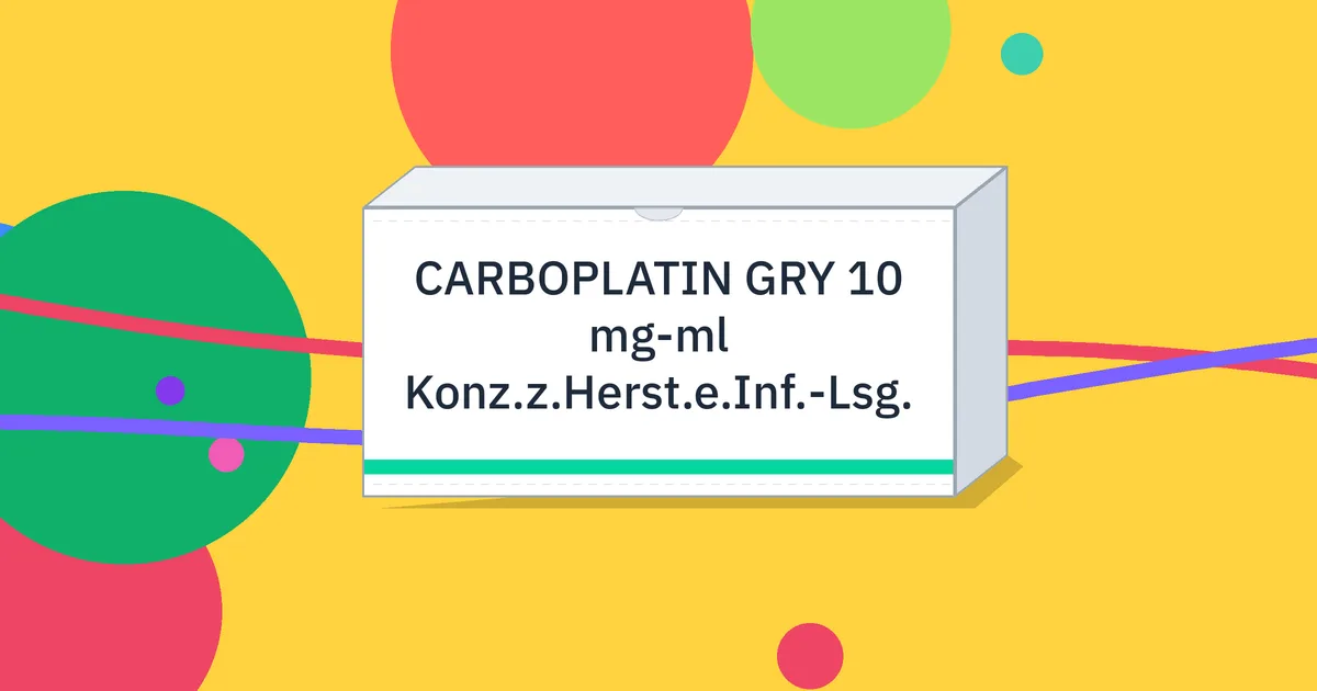 Symbolbild: Packung mit der Aufschrift CARBOPLATIN GRY 10 mg-ml Konz.z.Herst.e.Inf.-Lsg. (PZN 12672302) – Verfügbarkeit und Bezug in Apotheken in Frankfurt am Main