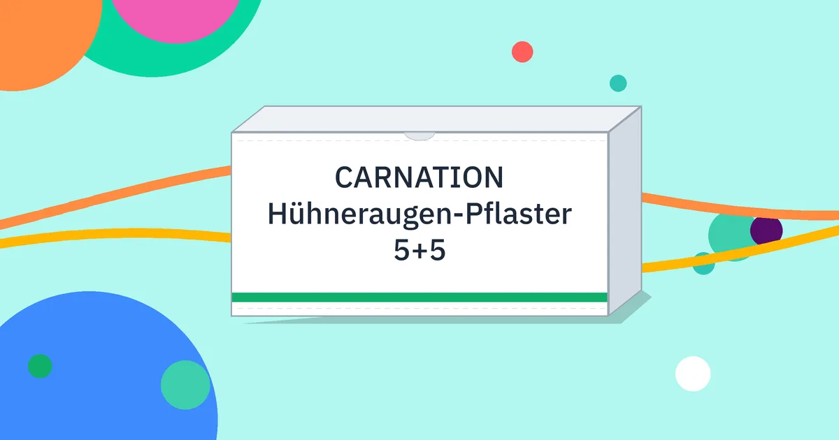 Symbolbild: Packung mit der Aufschrift CARNATION Hühneraugen-Pflaster 5+5 (PZN 10017562) – Verfügbarkeit und Bezug in Apotheken in Frankfurt am Main