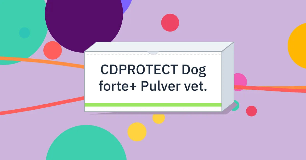 Symbolbild: Packung mit der Aufschrift CDPROTECT Dog forte+ Pulver vet. (PZN 18367161) – Verfügbarkeit und Bezug in Apotheken in Frankfurt am Main