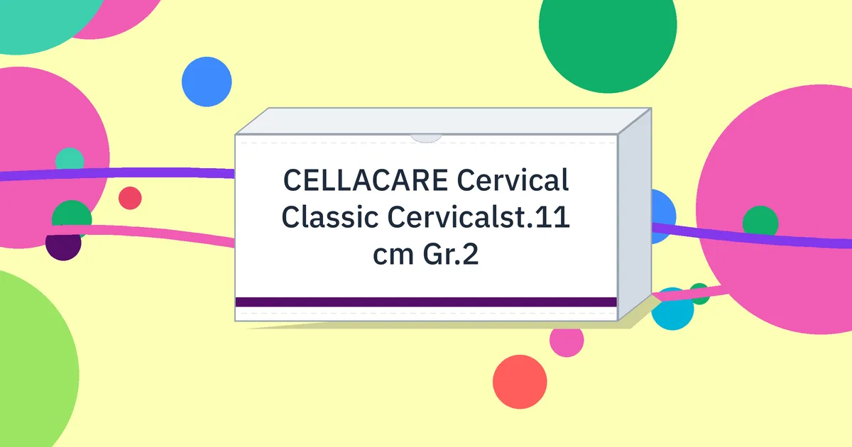 Symbolbild: Packung mit der Aufschrift CELLACARE Cervical Classic Cervicalst.11 cm Gr.2 (PZN 11125029) – Verfügbarkeit und Bezug in Apotheken in Frankfurt am Main