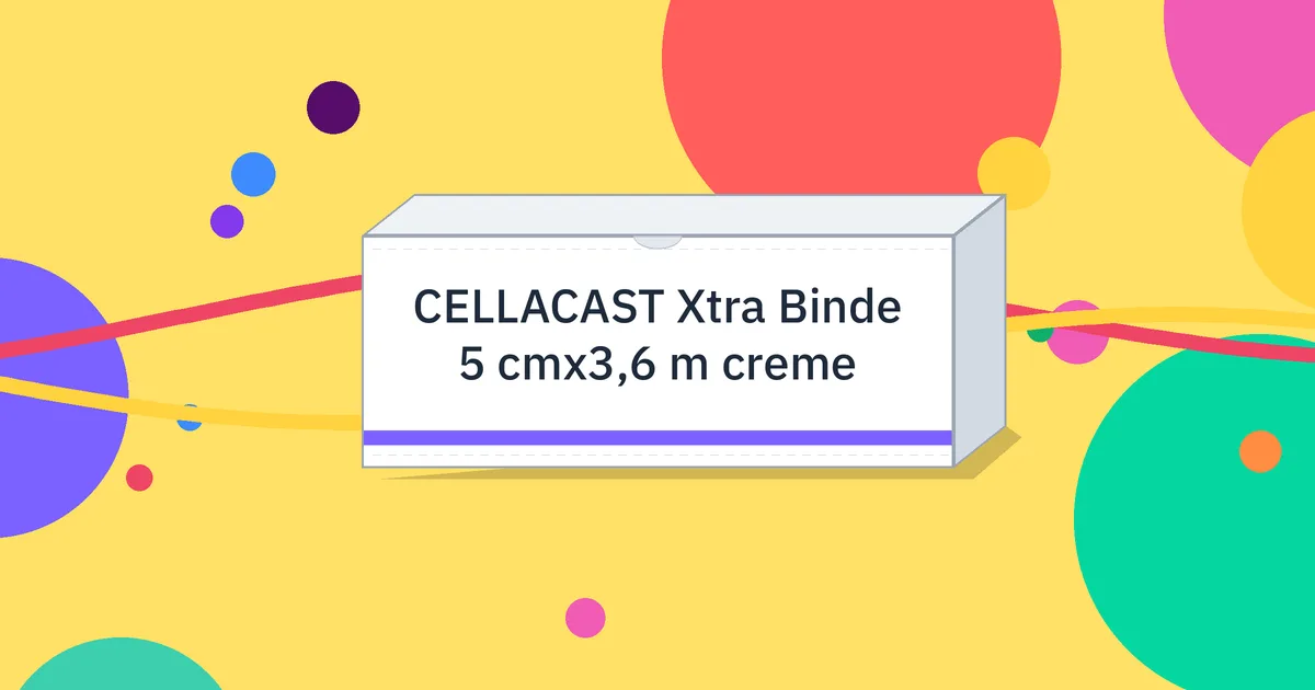 Symbolbild: Packung mit der Aufschrift CELLACAST Xtra Binde 5 cmx3,6 m creme (PZN 14252811) – Verfügbarkeit und Bezug in Apotheken in Frankfurt am Main