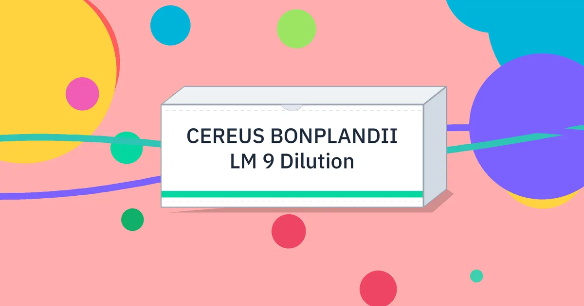 Symbolbild: Packung mit der Aufschrift CEREUS BONPLANDII LM 9 Dilution (PZN 13437075) – Verfügbarkeit und Bezug in Apotheken in Frankfurt am Main