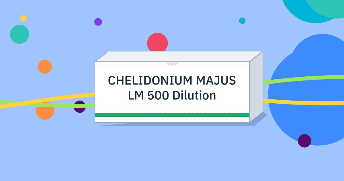 Symbolbild: Packung mit der Aufschrift CHELIDONIUM MAJUS LM 500 Dilution (PZN 15578756) – Verfügbarkeit und Bezug in Apotheken in Frankfurt am Main