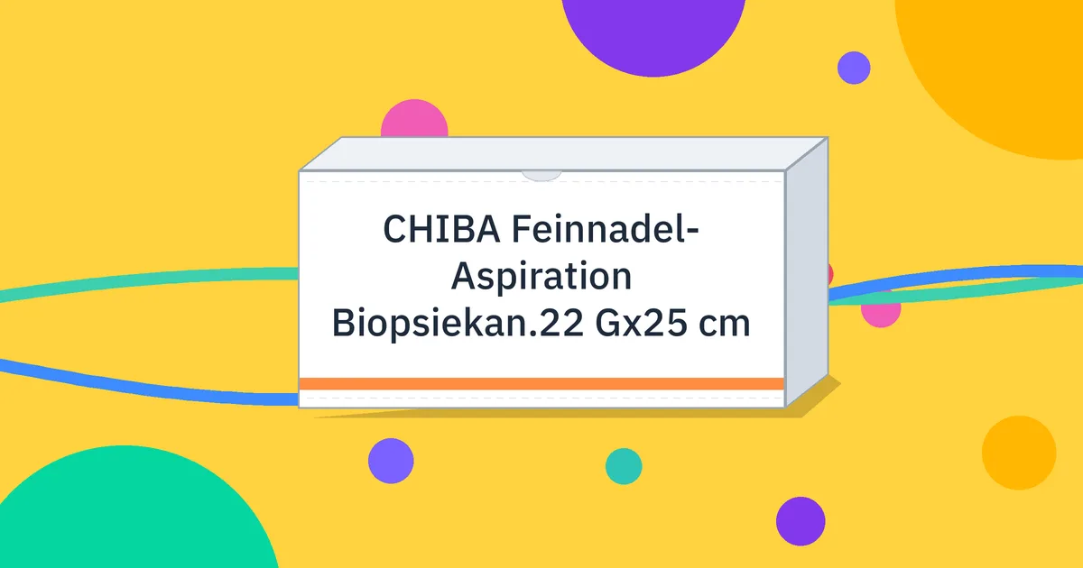 Symbolbild: Packung mit der Aufschrift CHIBA Feinnadel-Aspiration Biopsiekan.22 Gx25 cm (PZN 12497537) – Verfügbarkeit und Bezug in Apotheken in Frankfurt am Main
