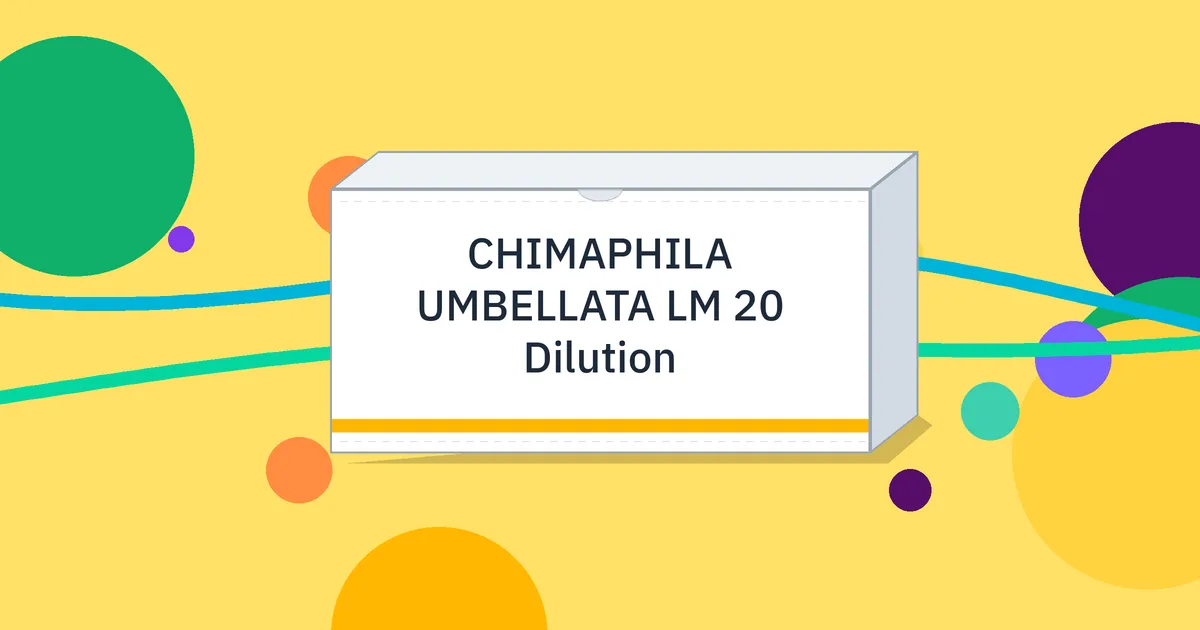 Symbolbild: Packung mit der Aufschrift CHIMAPHILA UMBELLATA LM 20 Dilution (PZN 12813464) – Verfügbarkeit und Bezug in Apotheken in Frankfurt am Main