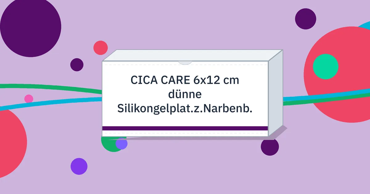 Symbolbild: Packung mit der Aufschrift CICA CARE 6x12 cm dünne Silikongelplat.z.Narbenb. (PZN 13501353) – Verfügbarkeit und Bezug in Apotheken in Frankfurt am Main