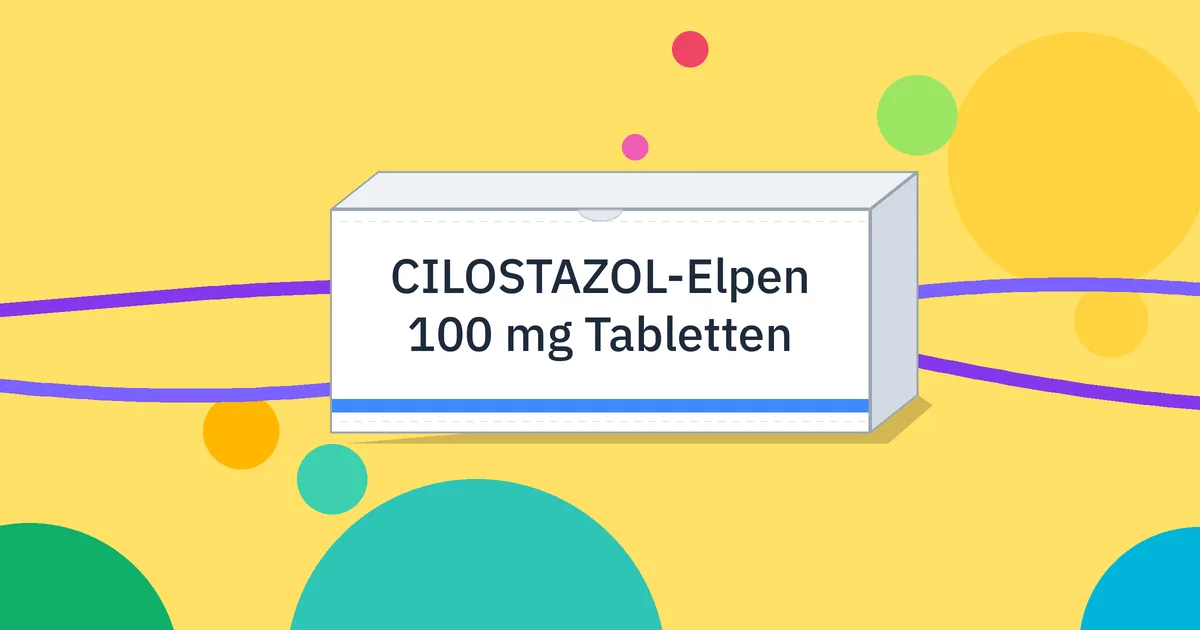 Symbolbild: Packung mit der Aufschrift CILOSTAZOL-Elpen 100 mg Tabletten (PZN 10941672) – Verfügbarkeit und Bezug in Apotheken in Frankfurt am Main