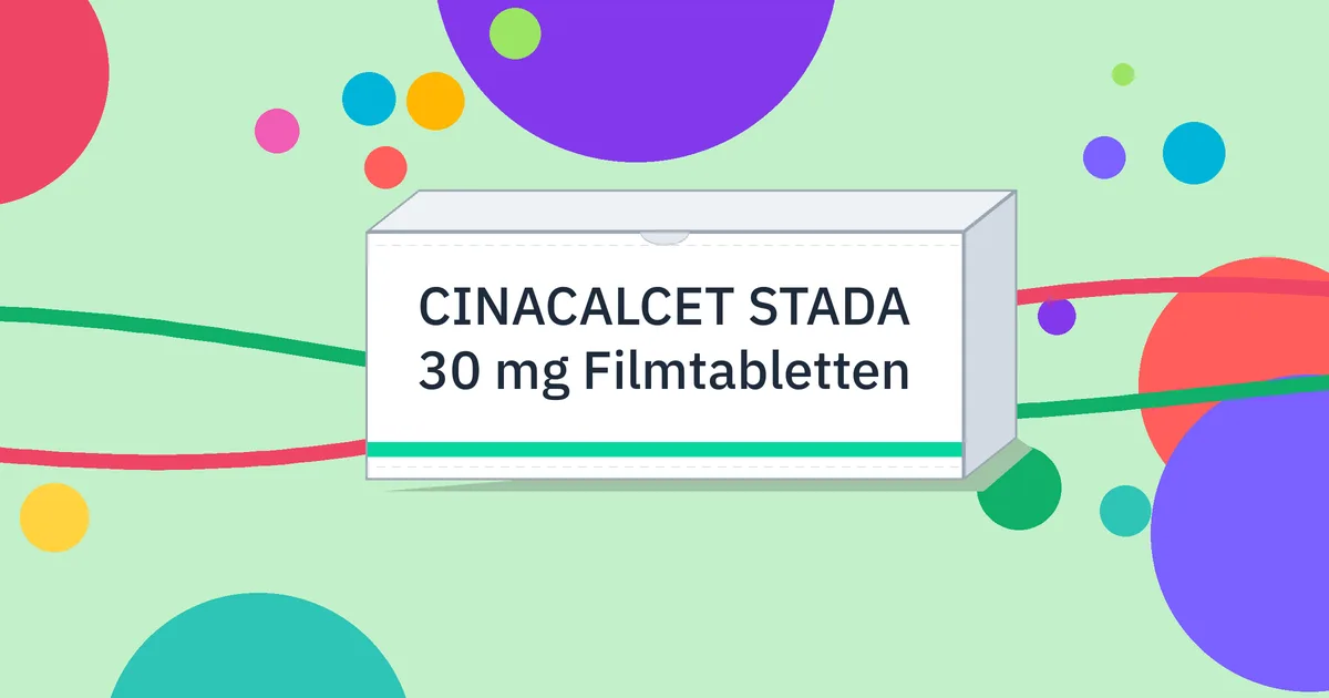 Symbolbild: Packung mit der Aufschrift CINACALCET STADA 30 mg Filmtabletten (PZN 16866173) – Verfügbarkeit und Bezug in Apotheken in Frankfurt am Main