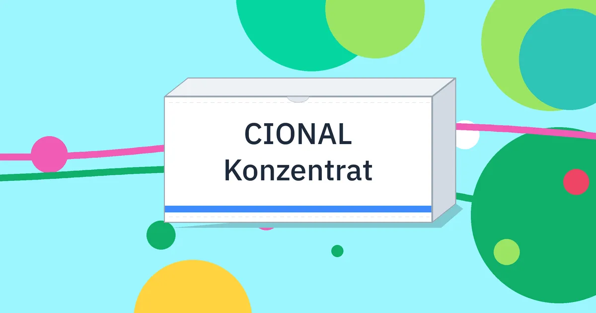Symbolbild: Packung mit der Aufschrift CIONAL Konzentrat (PZN 11299918) – Verfügbarkeit und Bezug in Apotheken in Frankfurt am Main