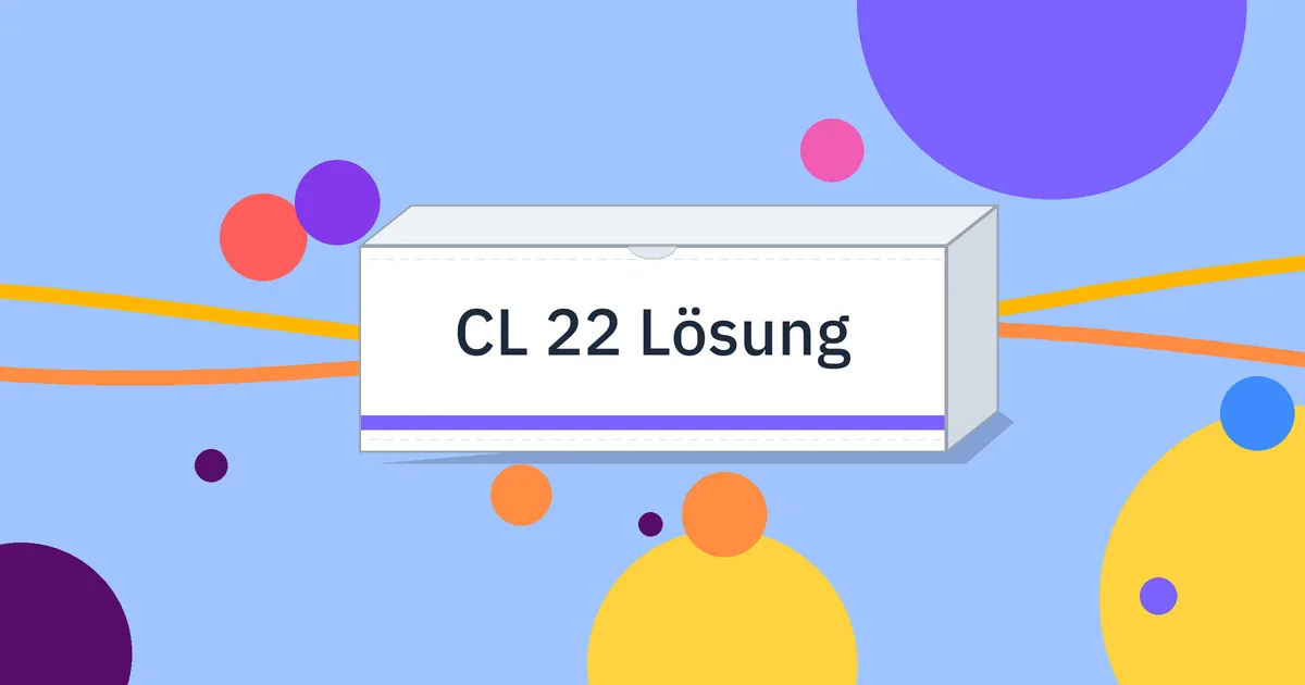 Symbolbild: Packung mit der Aufschrift CL 22 Lösung (PZN 02334432) – Verfügbarkeit und Bezug in Apotheken in Frankfurt am Main