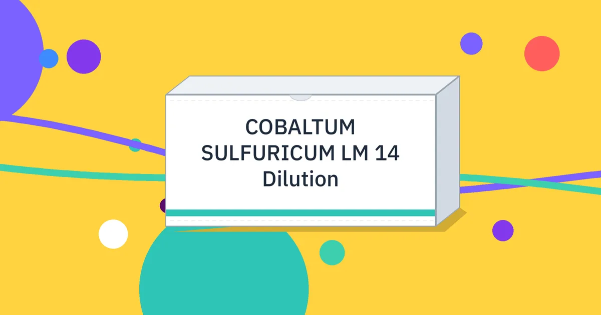 Symbolbild: Packung mit der Aufschrift COBALTUM SULFURICUM LM 14 Dilution (PZN 12824551) – Verfügbarkeit und Bezug in Apotheken in Frankfurt am Main